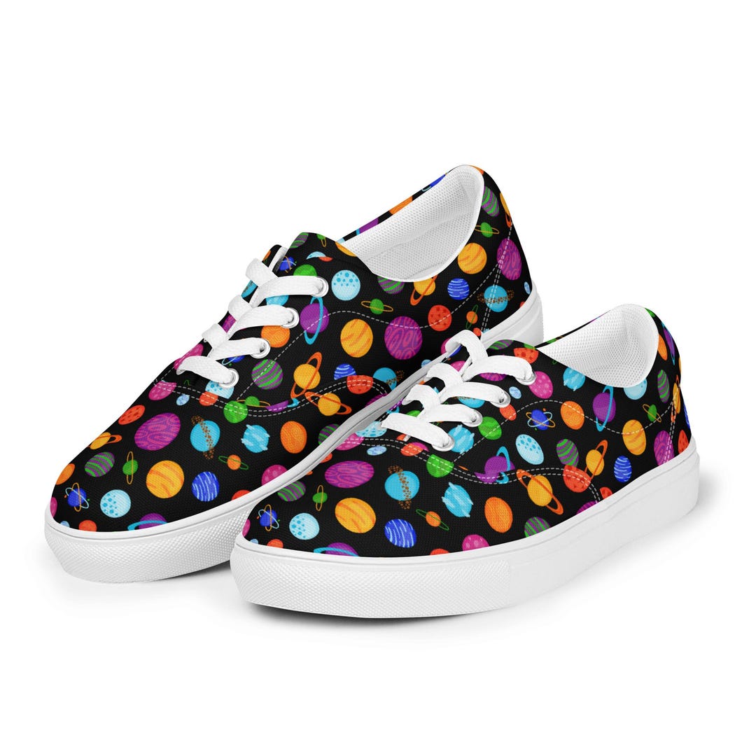 Universe Planet Lace-up Canvas Shoes Mens, Outerspace Galaxy Print ...