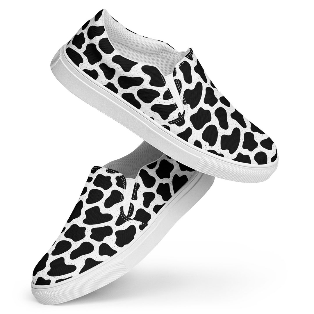 Cow Spots Slip-on Canvas Shoes for Men, Cowboy Comfy Canvas Sneaker ...