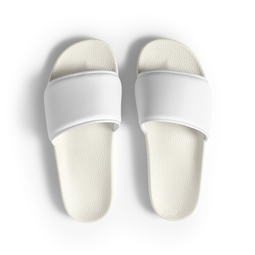 Solid White Slide Sandals Women, Summer Beach Sandals, All Over Print ...