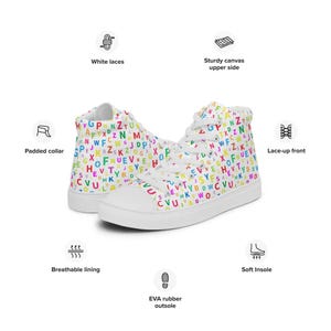 Alphabet ABC Letters Printed Men's High-top Canvas Shoes, Converse ...