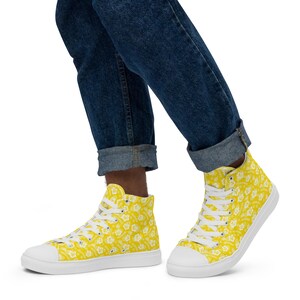 Hawaiian Flowers Printed Men's High-top Canvas Shoes, Floral Converse ...