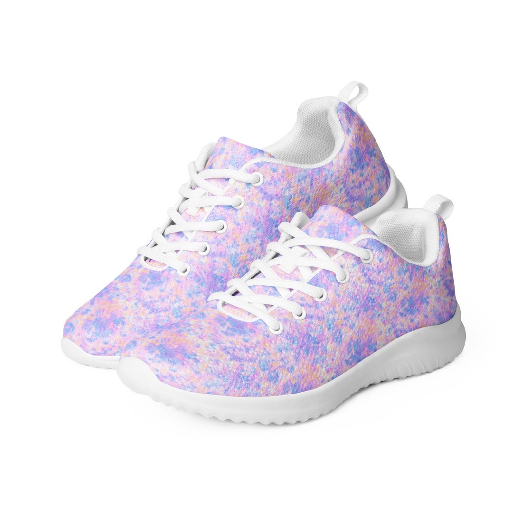 Pastel Tie Dye Swirls Printed Men's Athletic Shoes, Gym Fitness Shoes ...