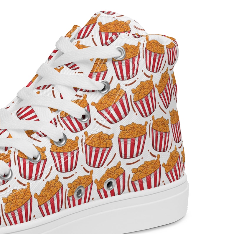 Fried Chicken Fast Food Printed Men's High Top Sneakers, Foodie Lace up ...