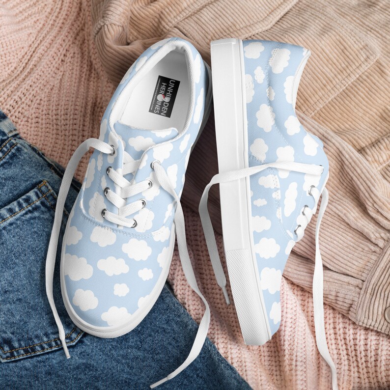Clouds in a Blue Sky AOP Shoes Women, Low-top Lace-up Fashion Designer ...