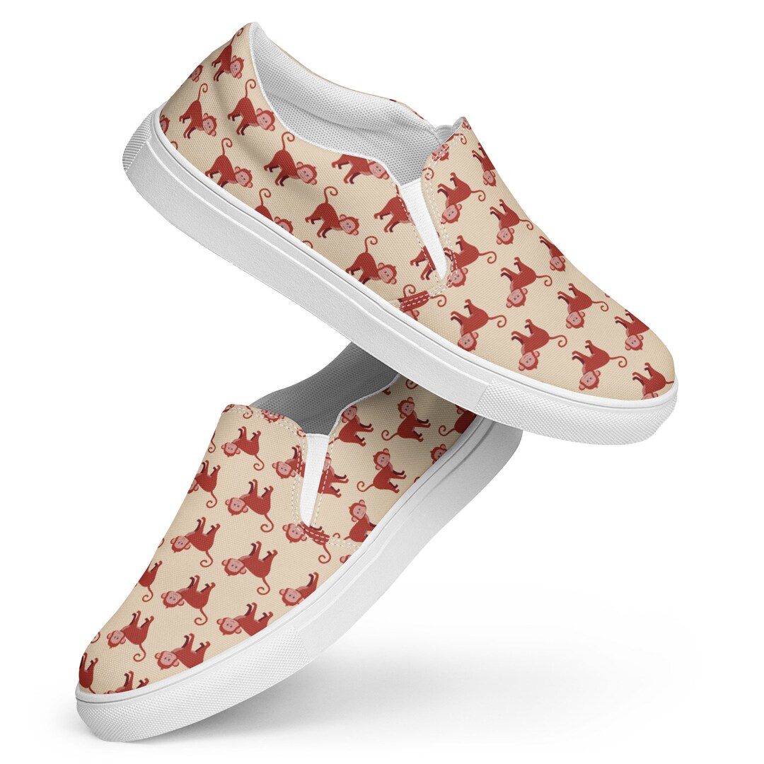 Monkeys Animal Printed Canvas Shoes for Men, Monkey Lover Gift, AOP ...