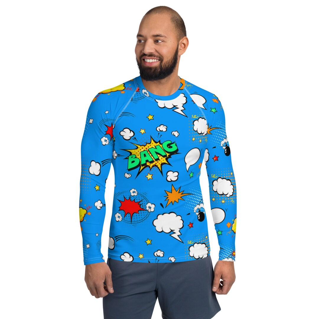 Manga Comic Books Printed Rash Guard, Superhero Yoga Workout Fitness ...