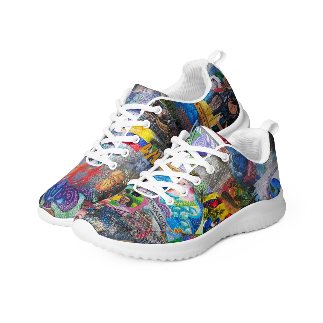 Colombia Street Art Printed Men's Athletic Shoes, All Over Print Gym ...