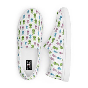 Aliens Sci-fi Canvas Shoes for Men, Stylish UFO Slip-on Shoes, Aliens ...