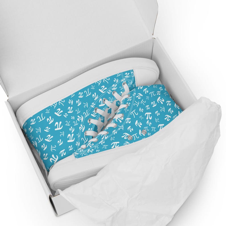 Blue Pi Symbols Math Printed High-top Sneakers for Men, Math Lover Gift ...