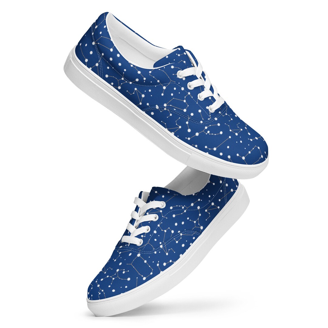 Constellations Stars AOP Canvas Shoes Women, Celestial Lace-up Shoe ...