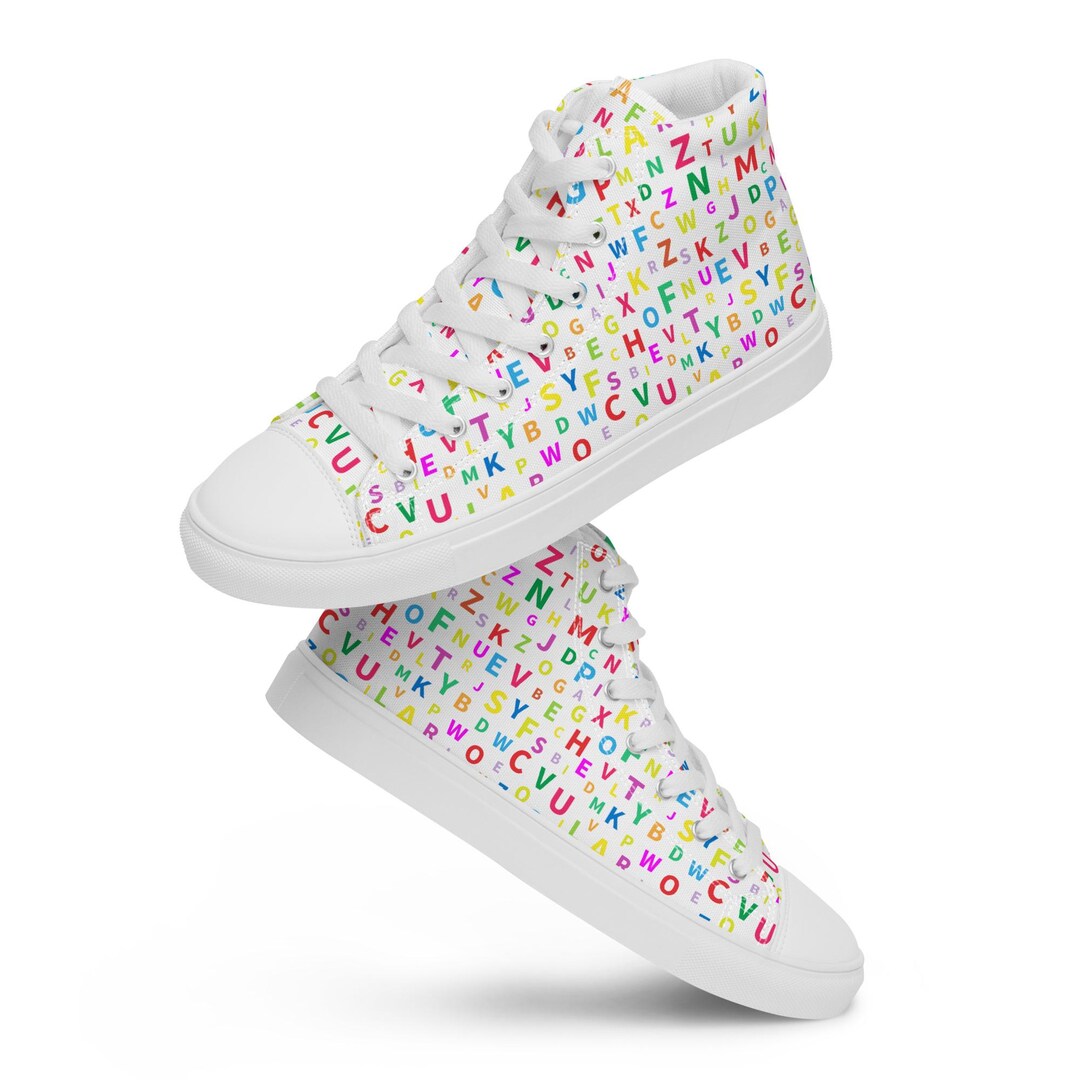 Alphabet ABC Letters Printed Men's High-top Canvas Shoes, Converse ...