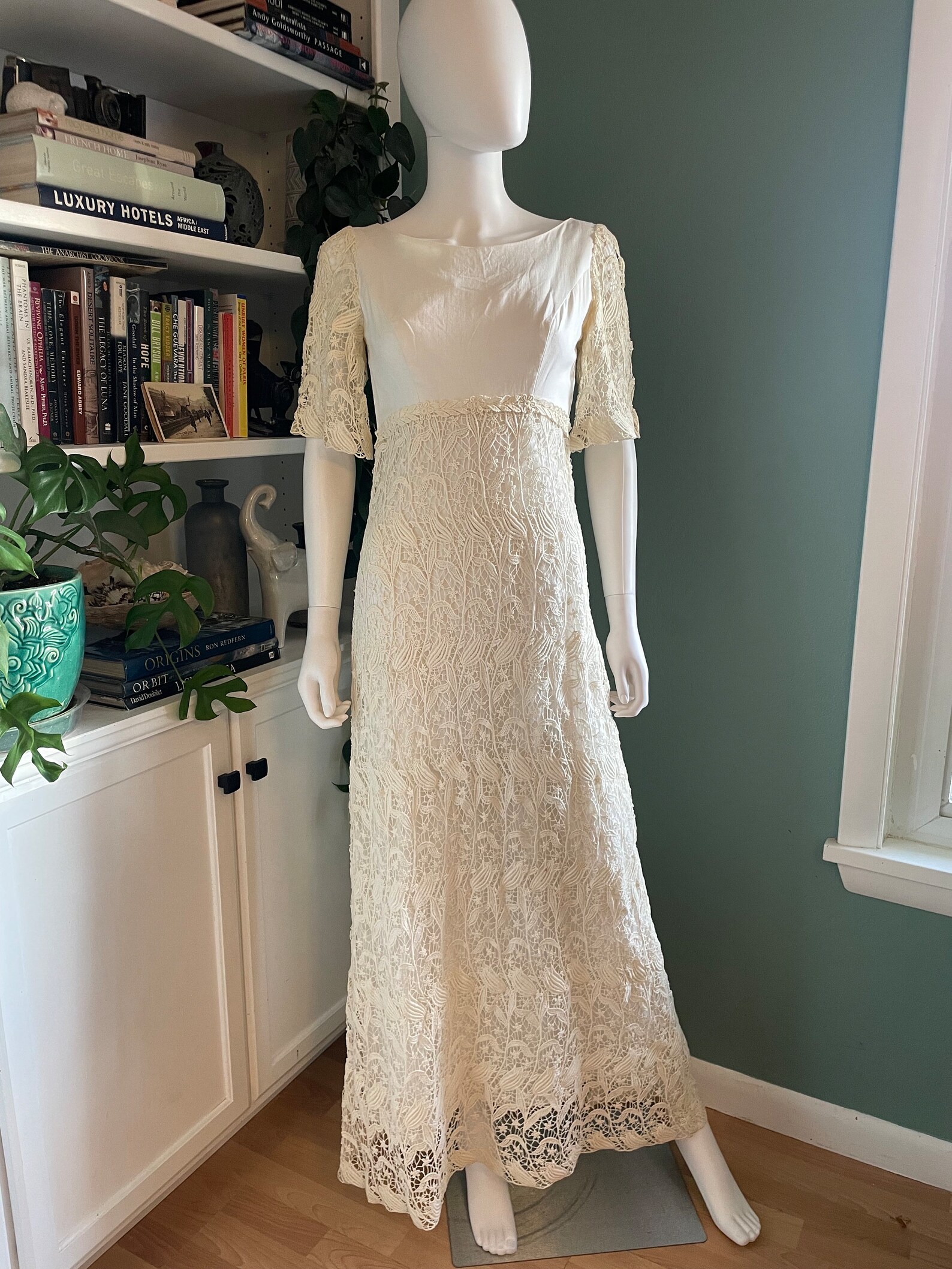 Gorgeous Vintage 60s Murray Hamburger Dress Lace Floral Long Maxi ...