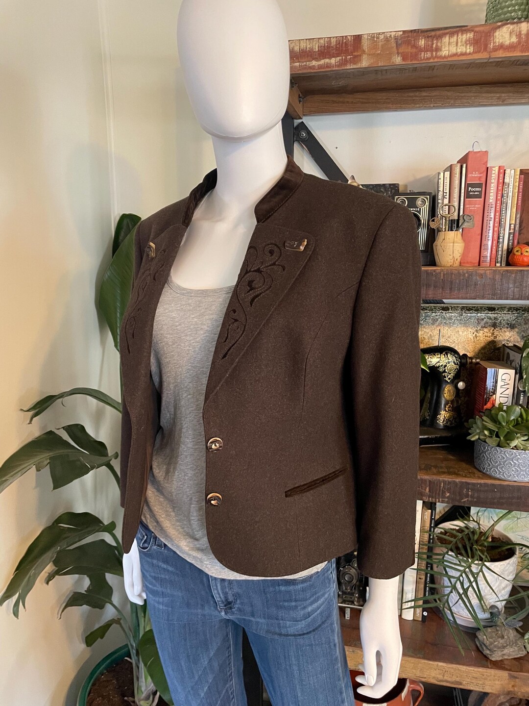 Vintage Tofana Trachten Janker Austrian Hunting Jacket Brown Wool ...