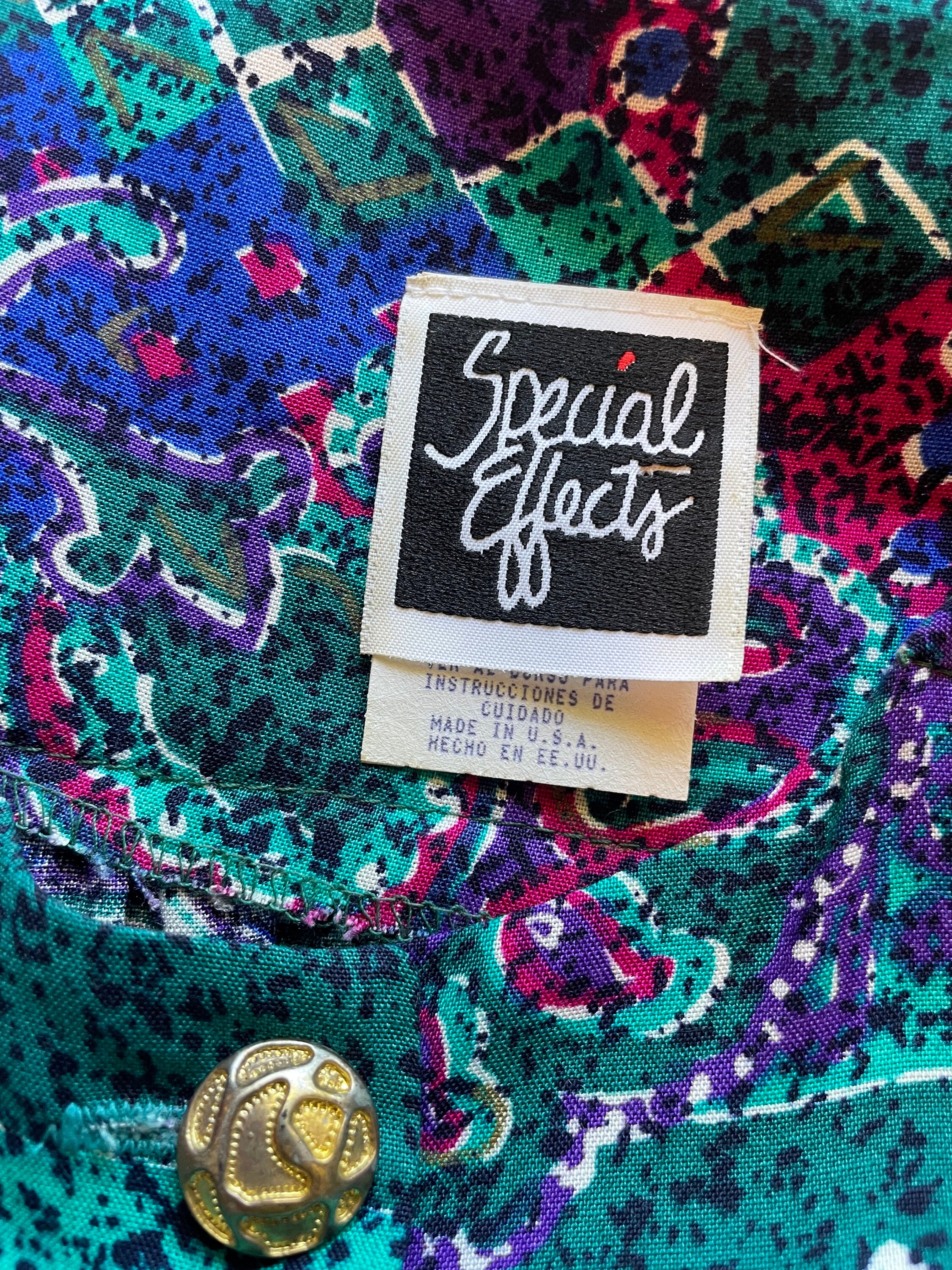 Beautiful Bold Pattern Dress 80s 90s Gold Buttons Midi Length M/L - Etsy