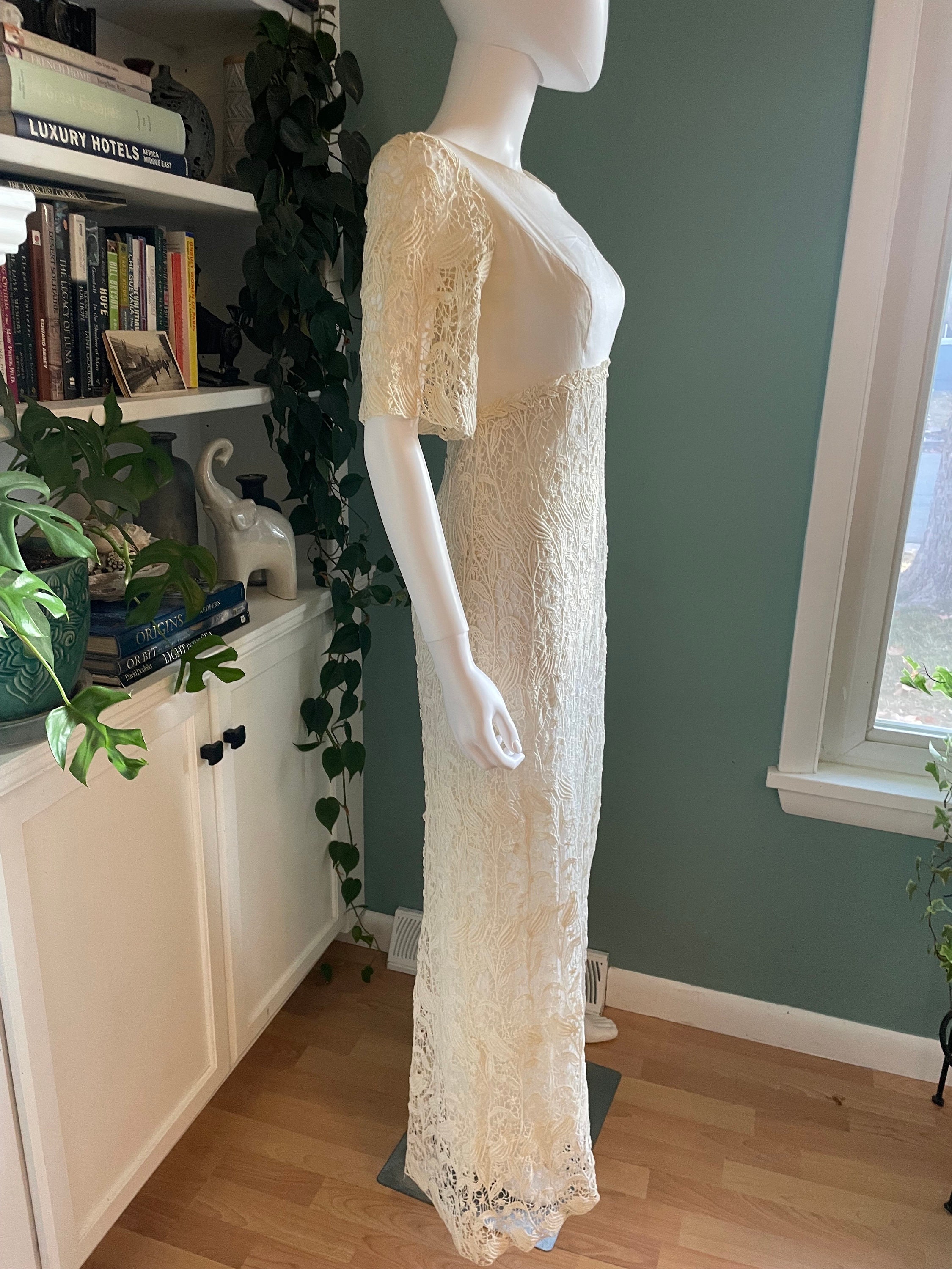 Gorgeous Vintage 60s Murray Hamburger Dress Lace Floral Long Maxi ...