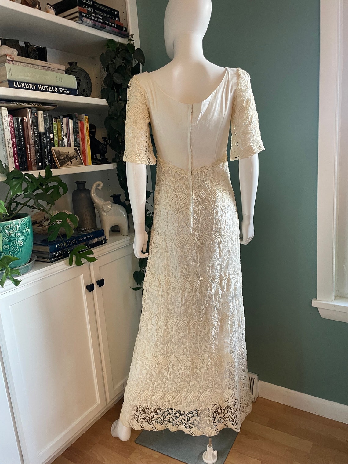 Gorgeous Vintage 60s Murray Hamburger Dress Lace Floral Long Maxi ...