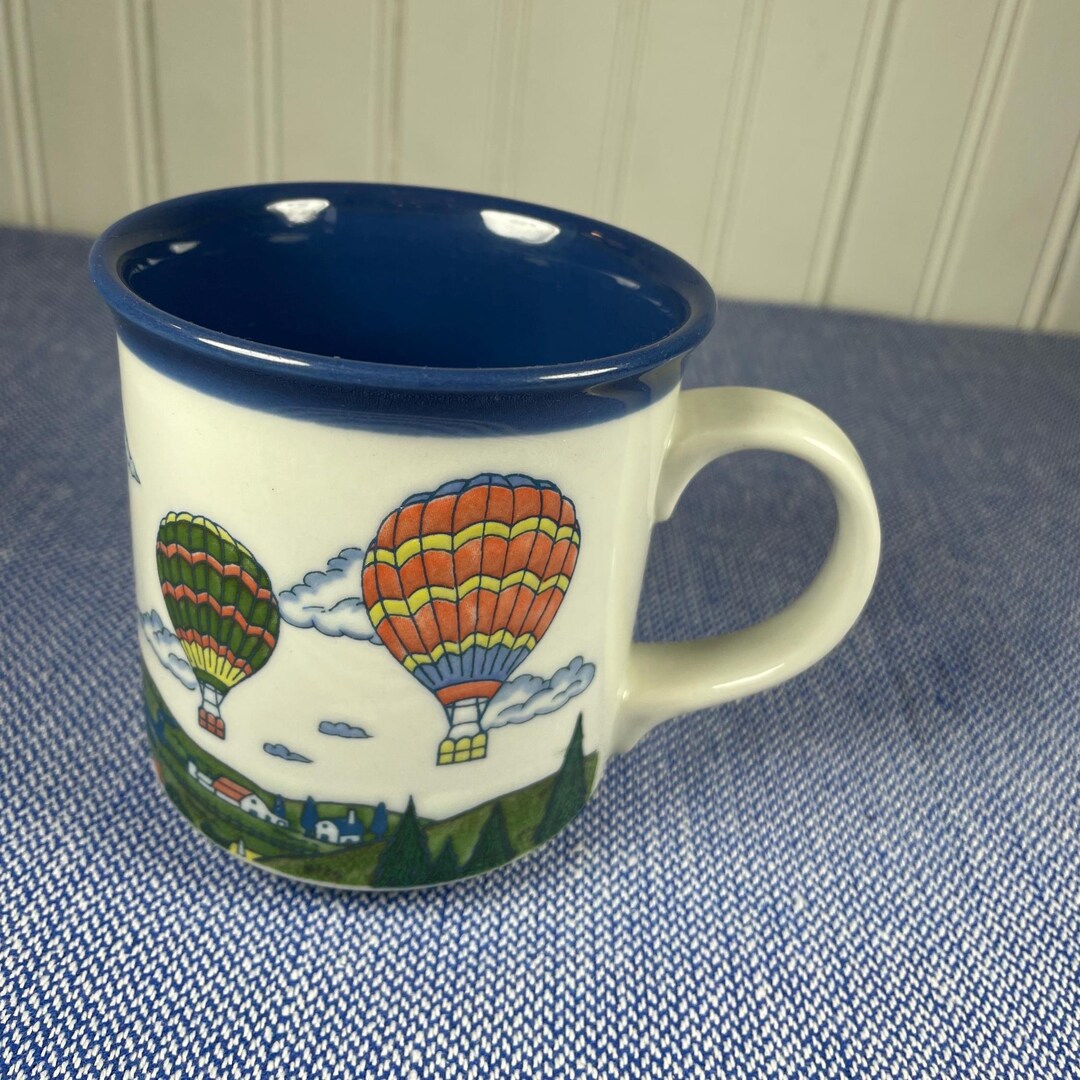 Vintage Otagiri Hot Air Balloon Mug Rural Landscape Scene Hot Air ...
