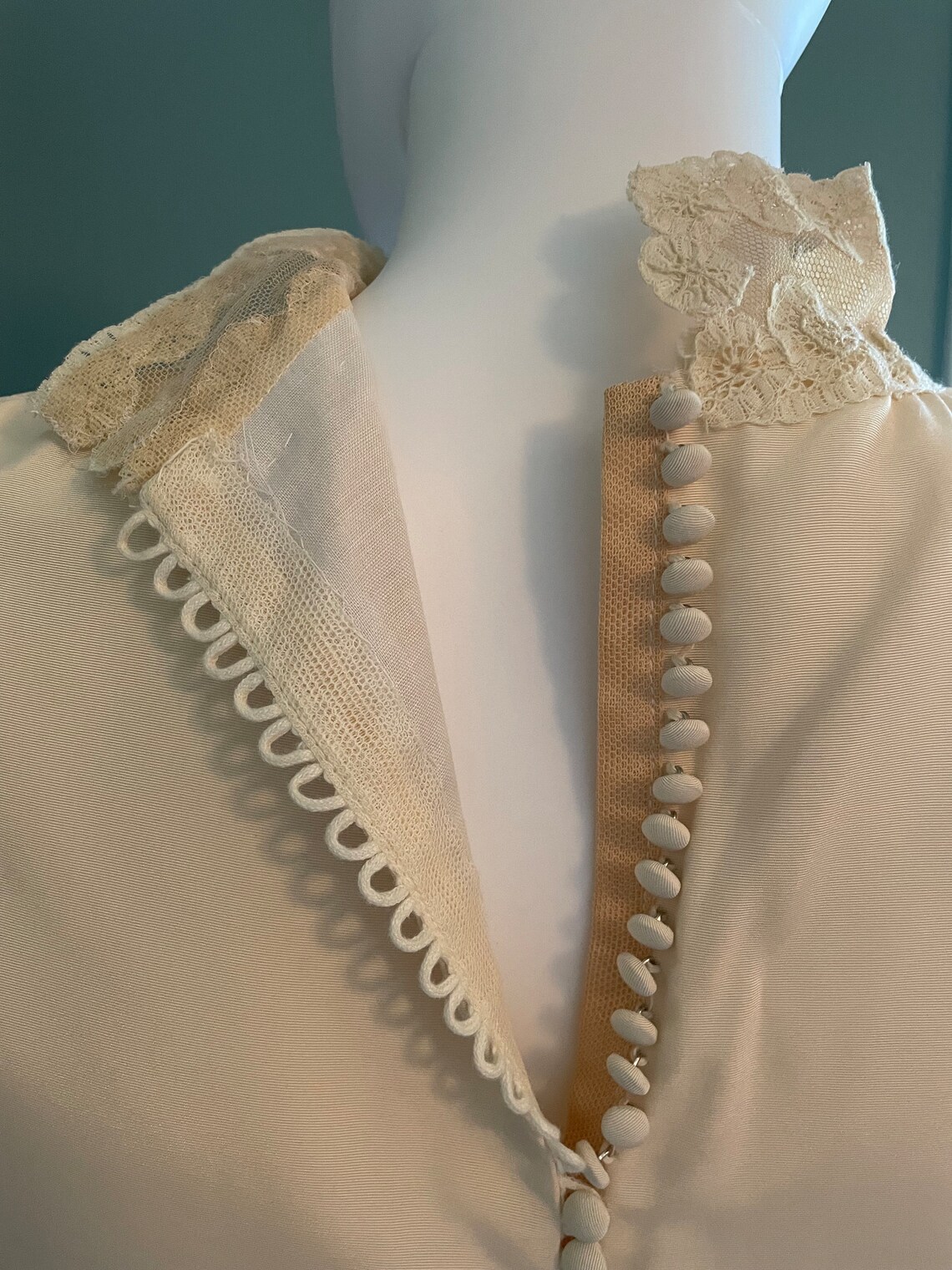 Gorgeous 60s Vintage Wedding Dress Cream Lace Bridgerton Style Puffy ...
