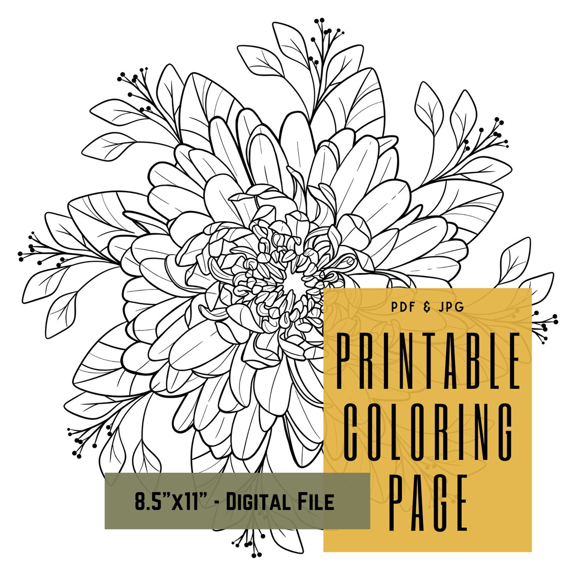 Printable Mum Coloring Page, Mandala, 8.5x11, JPG & PDF - Etsy