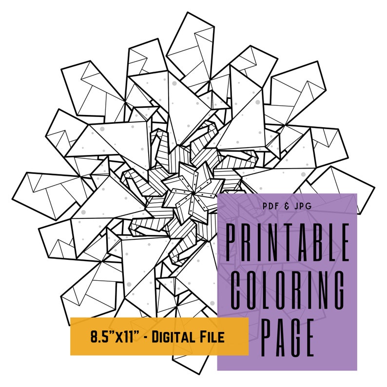 Printable Origami Coloring Page, Mandala, 8.5"x11", JPG & PDF - Etsy