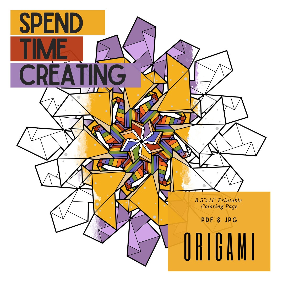 Printable Origami Coloring Page, Mandala, 8.5"x11", JPG & PDF - Etsy