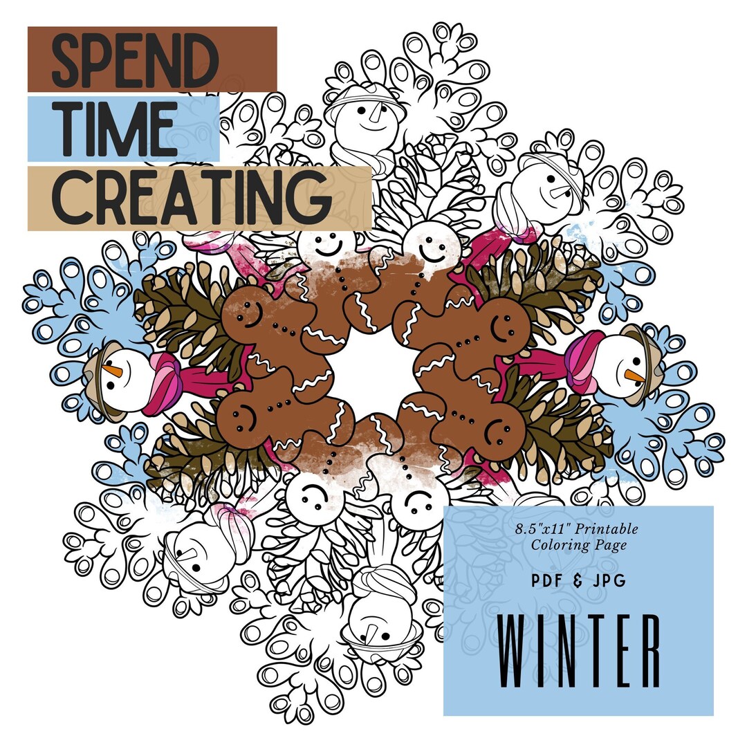 Printable Winter Coloring Page, Mandala, 8.5"x11", JPG & PDF - Etsy