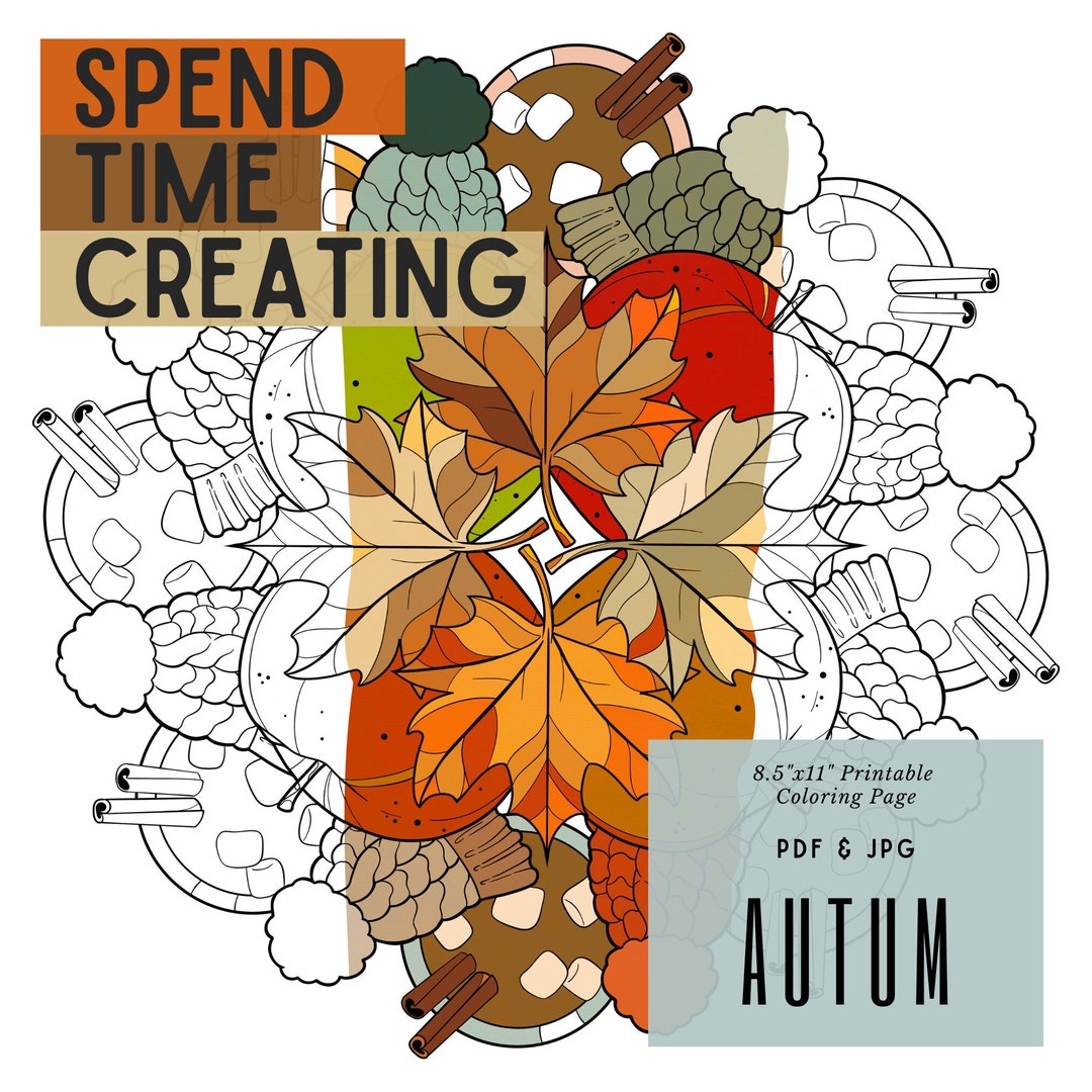 Printable Autum Coloring Page, Mandala, 8.5"x11", JPG & PDF - Etsy