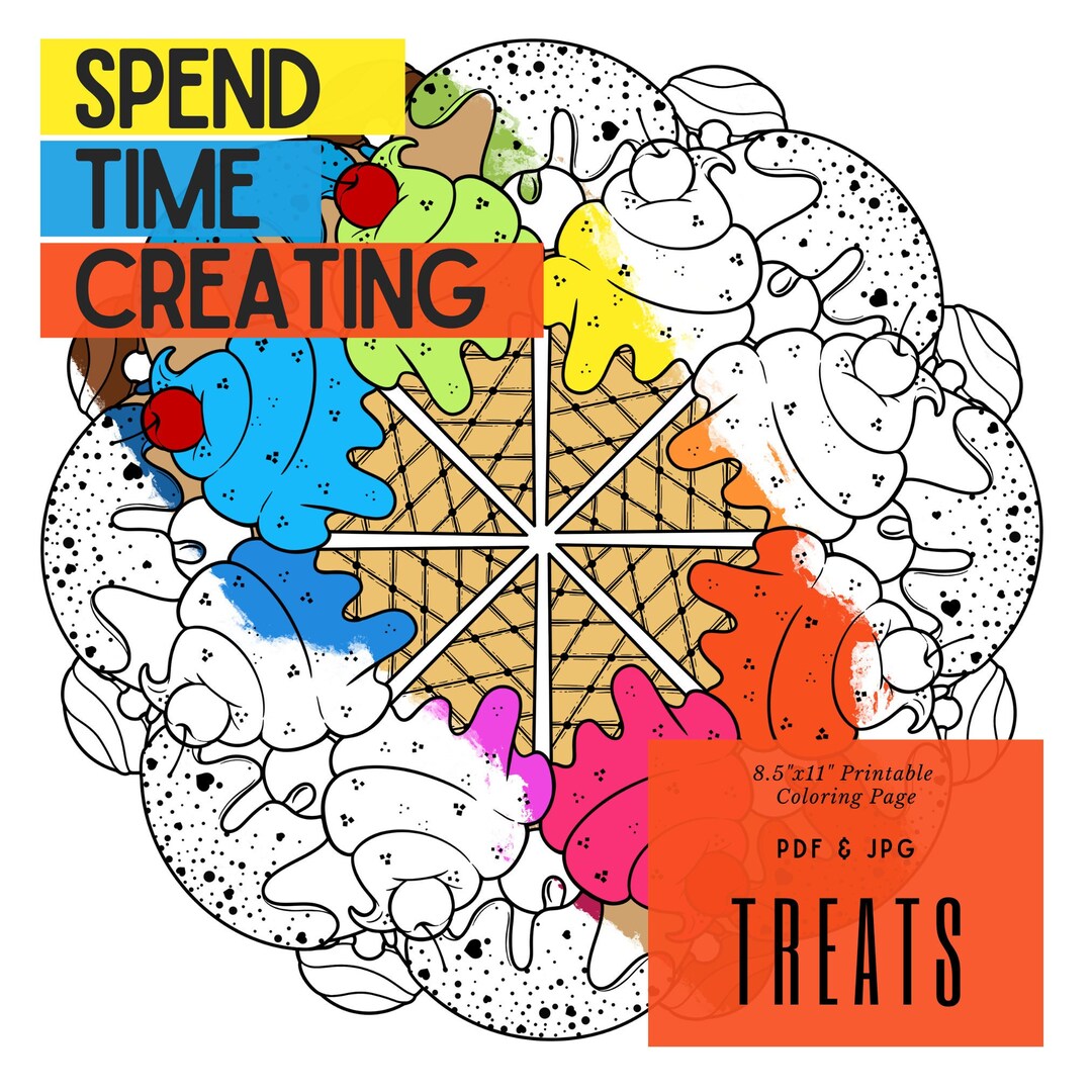 Printable Treats Coloring Page, Mandala, 8.5"x11", JPG & PDF - Etsy