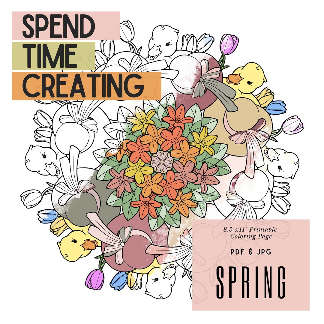 Printable Spring Coloring Page, Mandala, 8.5"x11", JPG & PDF - Etsy