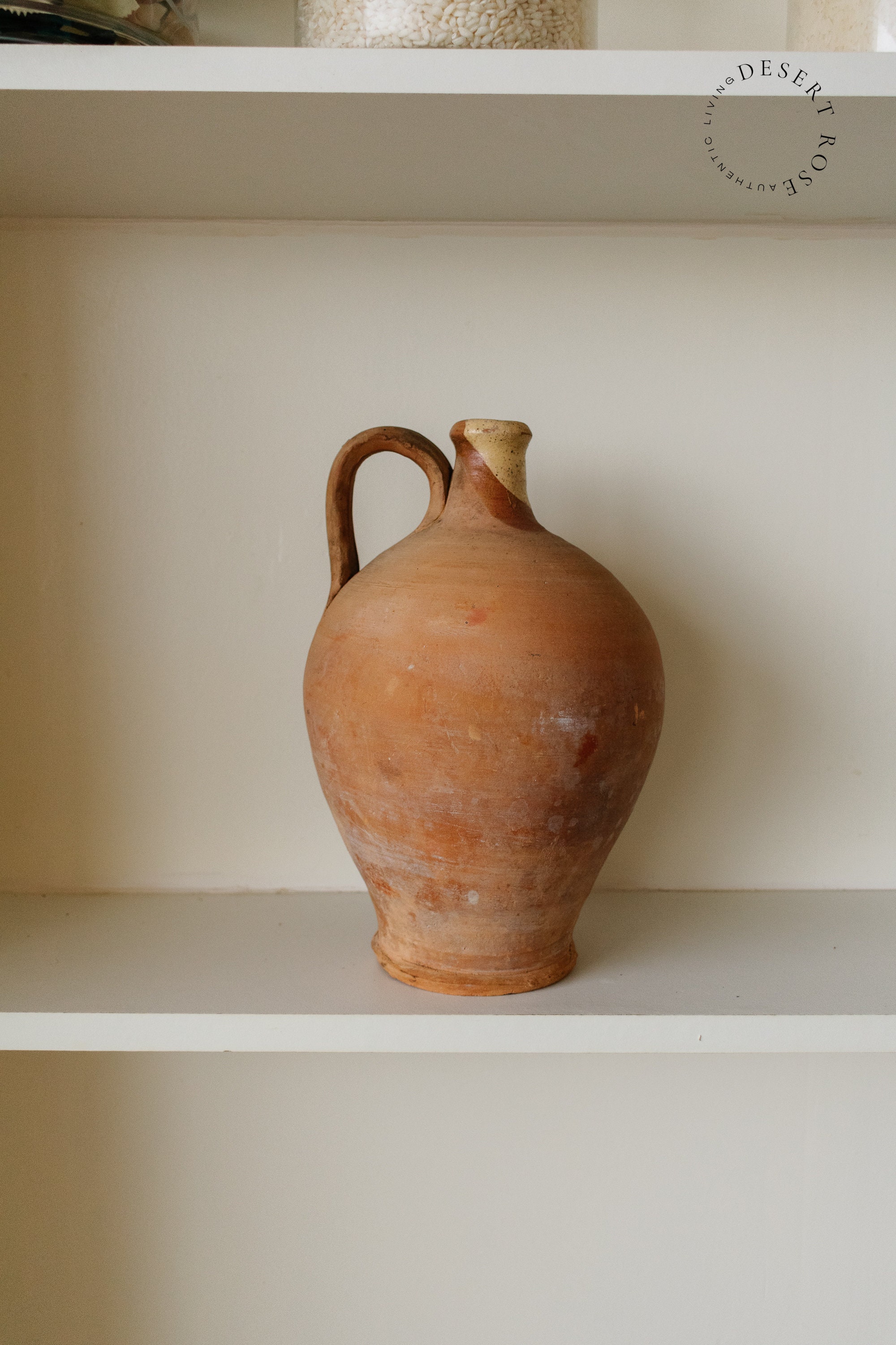 Vintage Medium French Terracotta Water Jug With Handle, Traditional ...