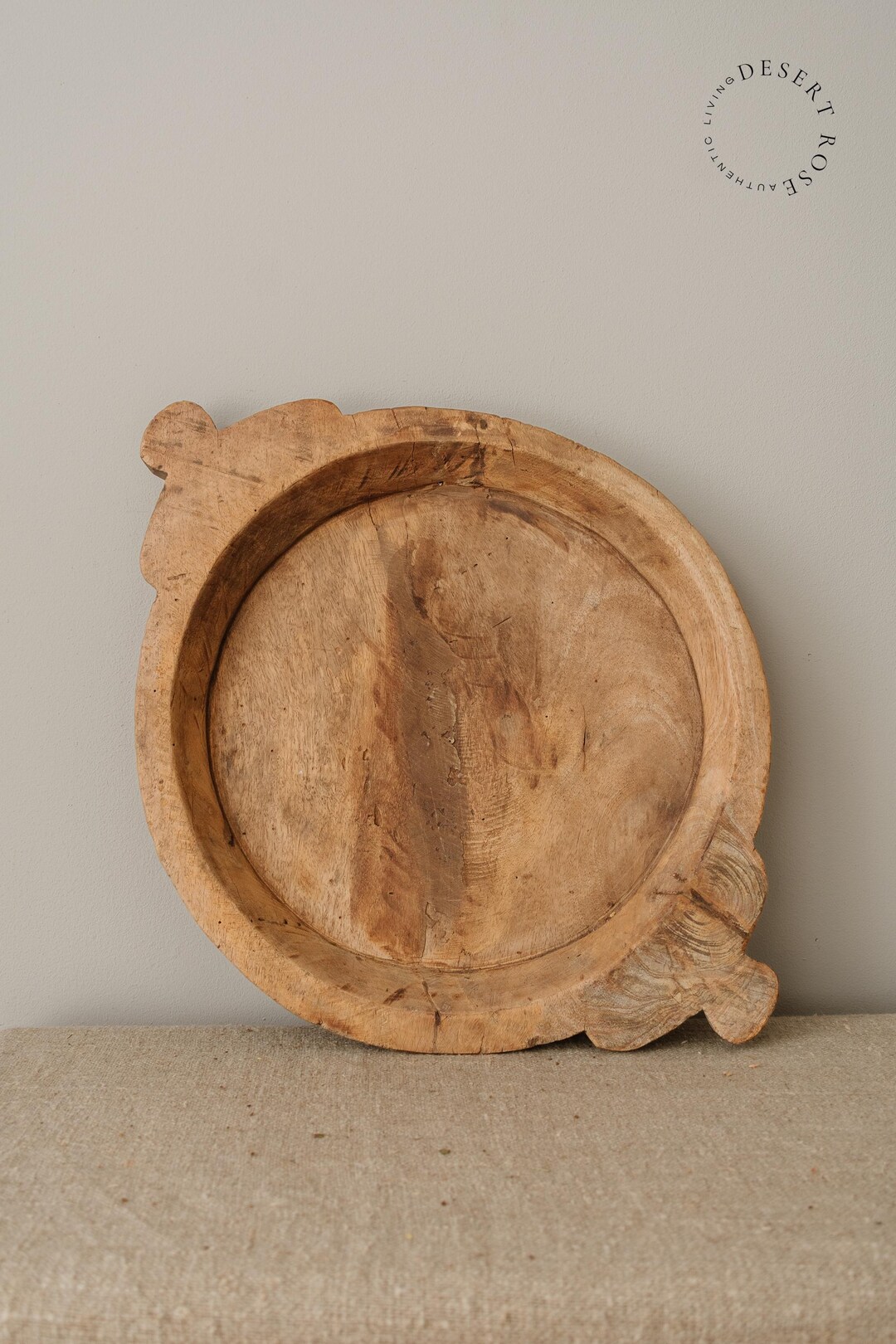 Big Vintage Bleached Wooden Chapati Board, Rustic Wood Parate Plate ...