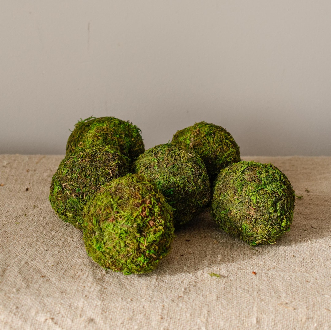 Handmade Decorative Moss Balls, Bowl Filler Green Spheres, Rustic Moss ...