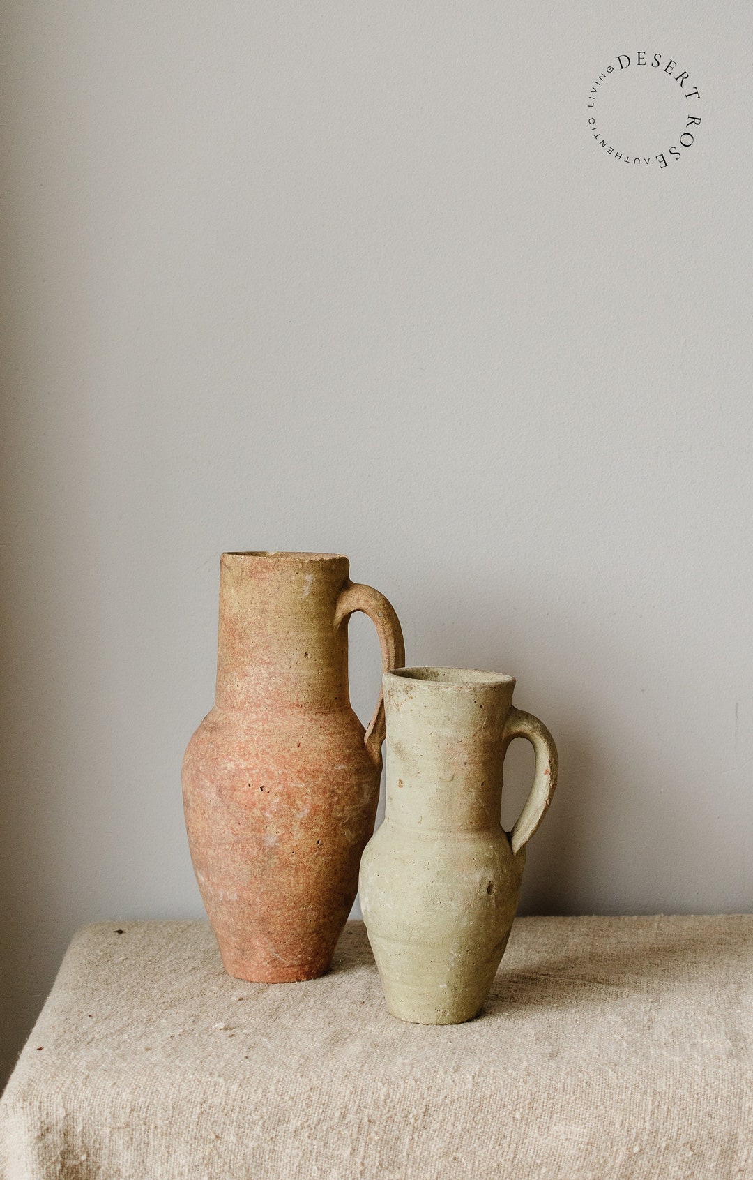 Small Amfora Terracotta Vase With Handles, Decorative Vessel for Garden, Ancient Clay Pot ...