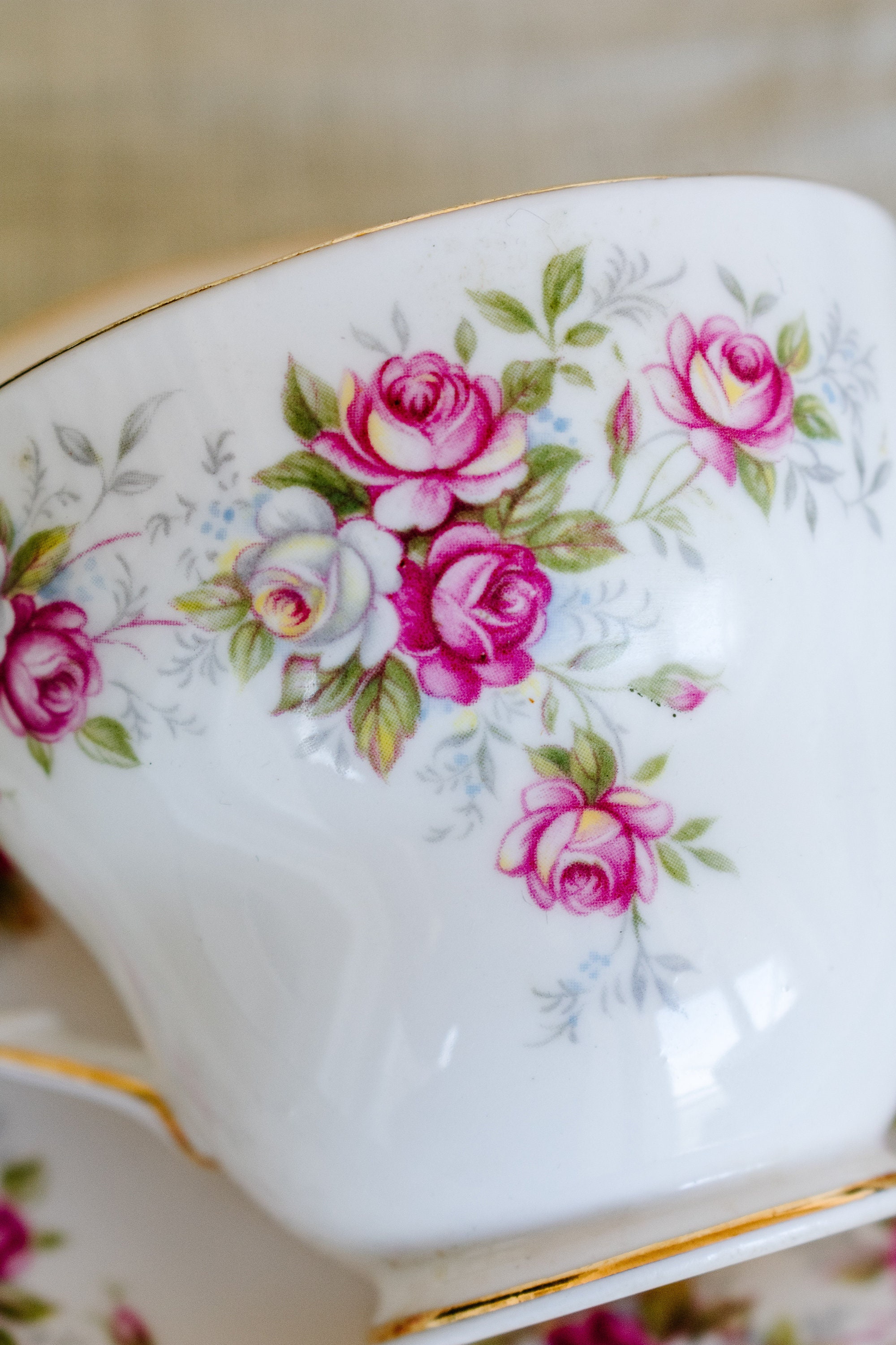 Floral Teacup and Saucer Duchess June Bouquet Cottage Kitchen - Etsy