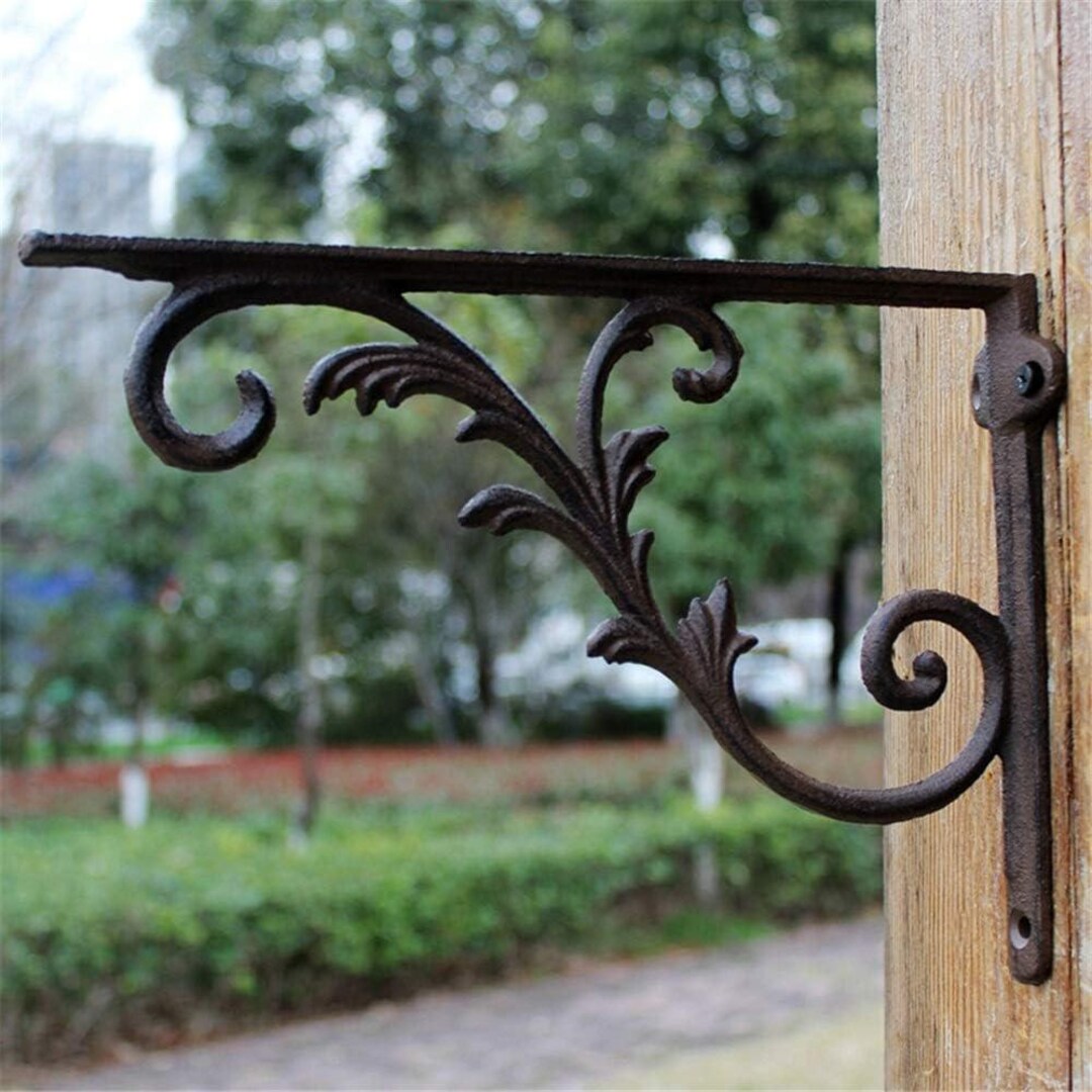 Wall Brackets Hook for Hanging Plants, Rustic Hanging Basket Bracket ...