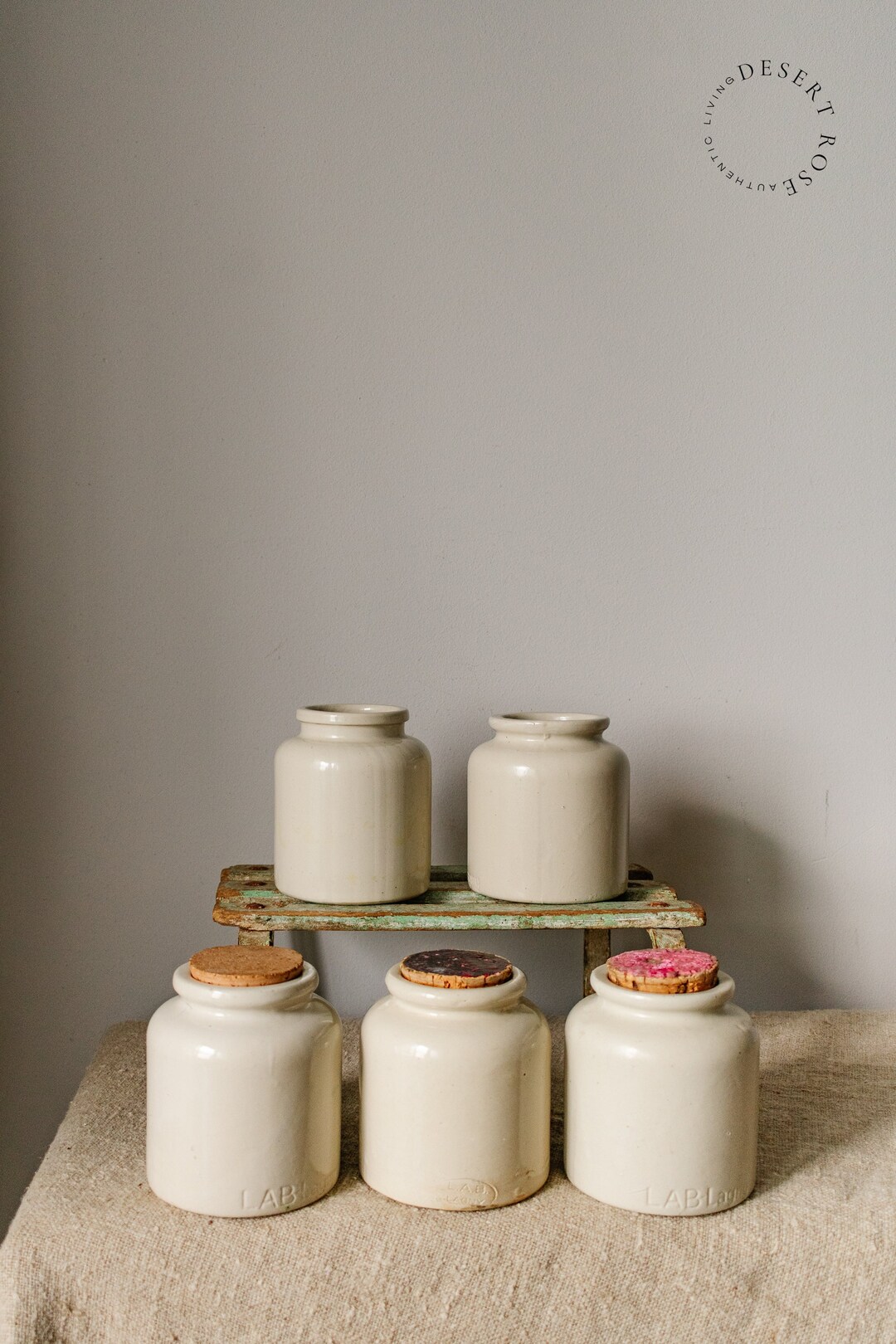French Stoneware Mustard Pots Lab Lagny, Beige Glazed Storage Pot With ...