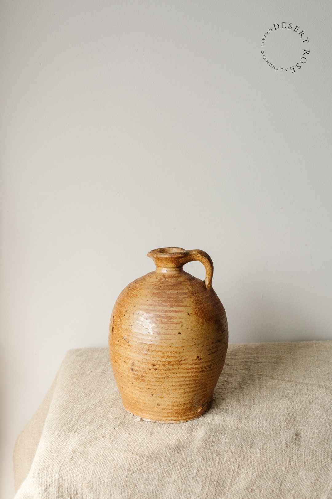 Vintage Small French Stoneware Oil Jug With Handle, Traditional ...