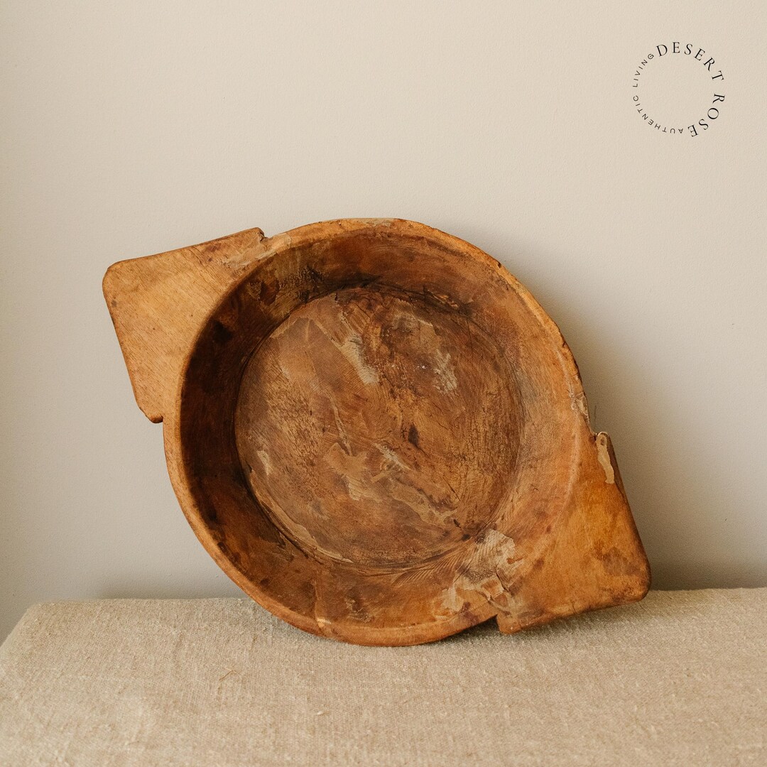 Vintage Raja Wooden Parat Tray, Handcrafted Rustic Wood Mixing Plate ...