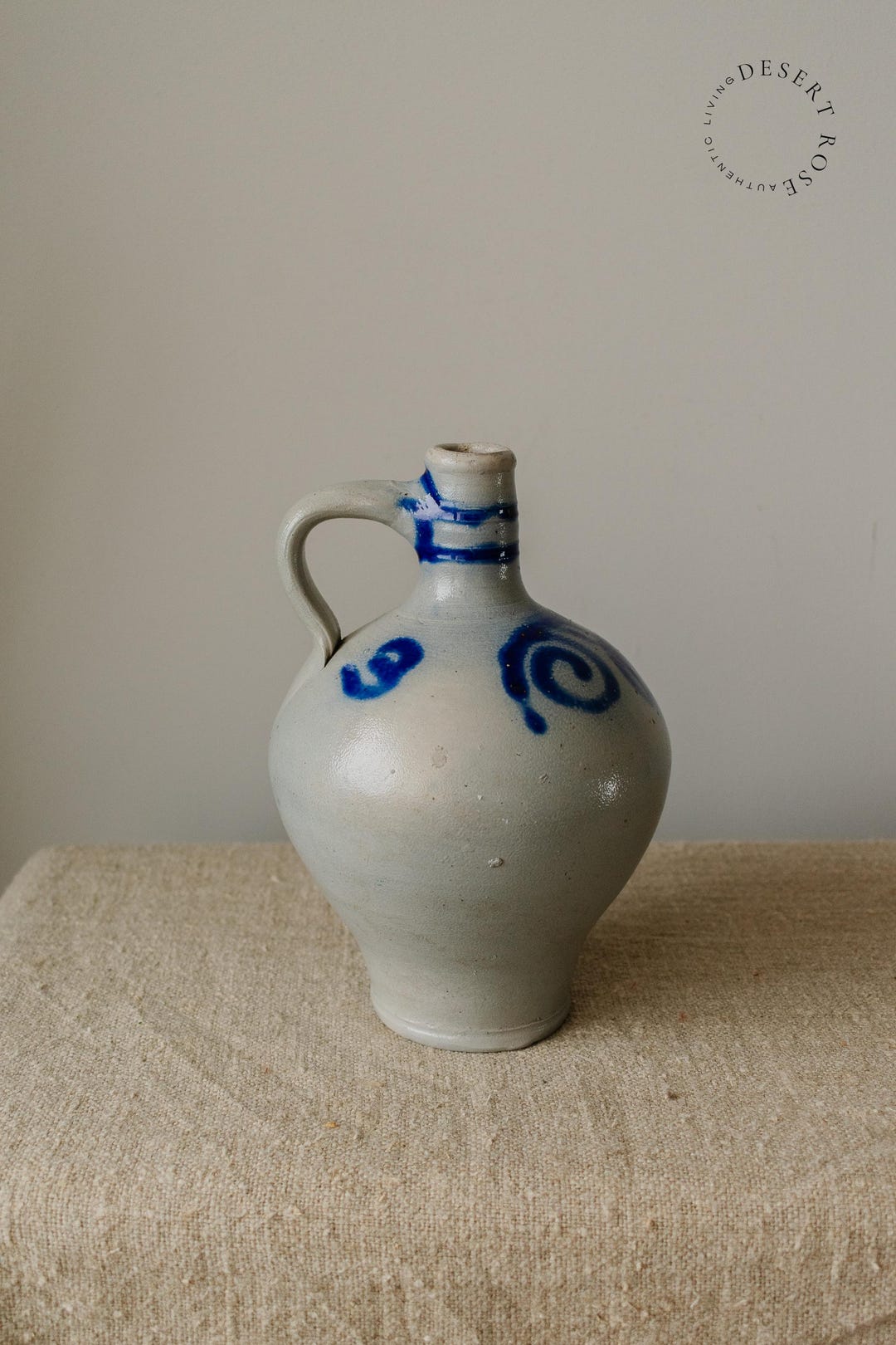 Antique Rare BLUE ALSACE GLAZE Jug With Cobalt Blue Motif, 19th Century ...
