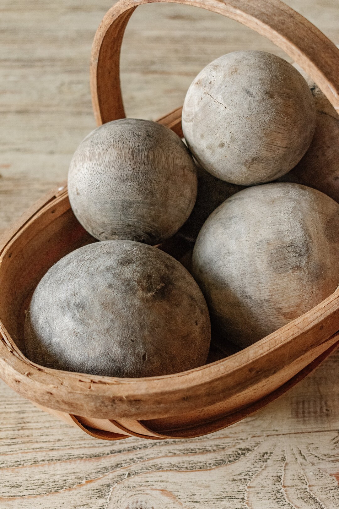 Antique Wooden Oak Gray Balls, Vintage Jeu De Boules, Weathered Rustic ...