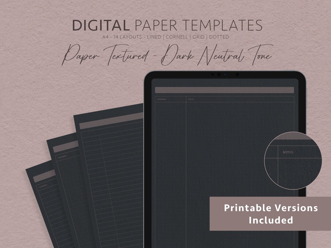 Dark Neutral Digital Note Paper Texture Student Planner for Goodnotes ...