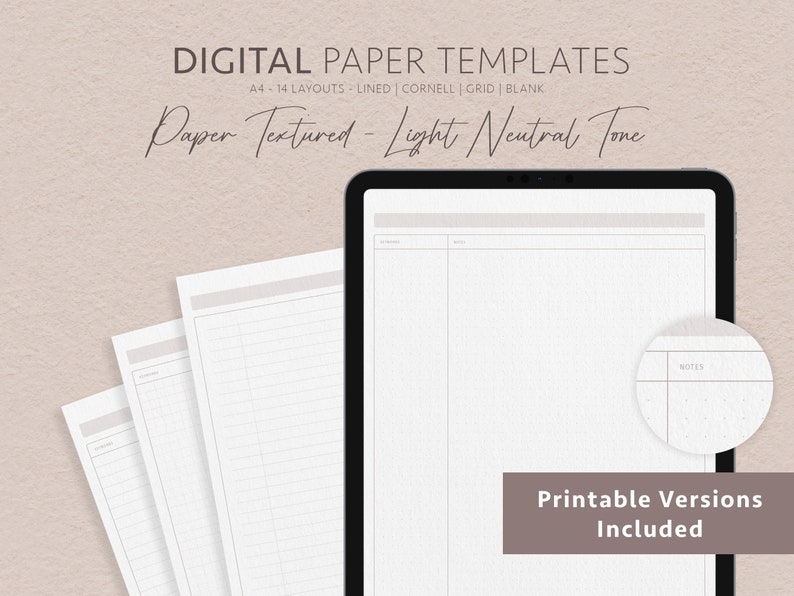 Warm Neutral Digital Note Paper Texture Student Planner for Goodnotes ...