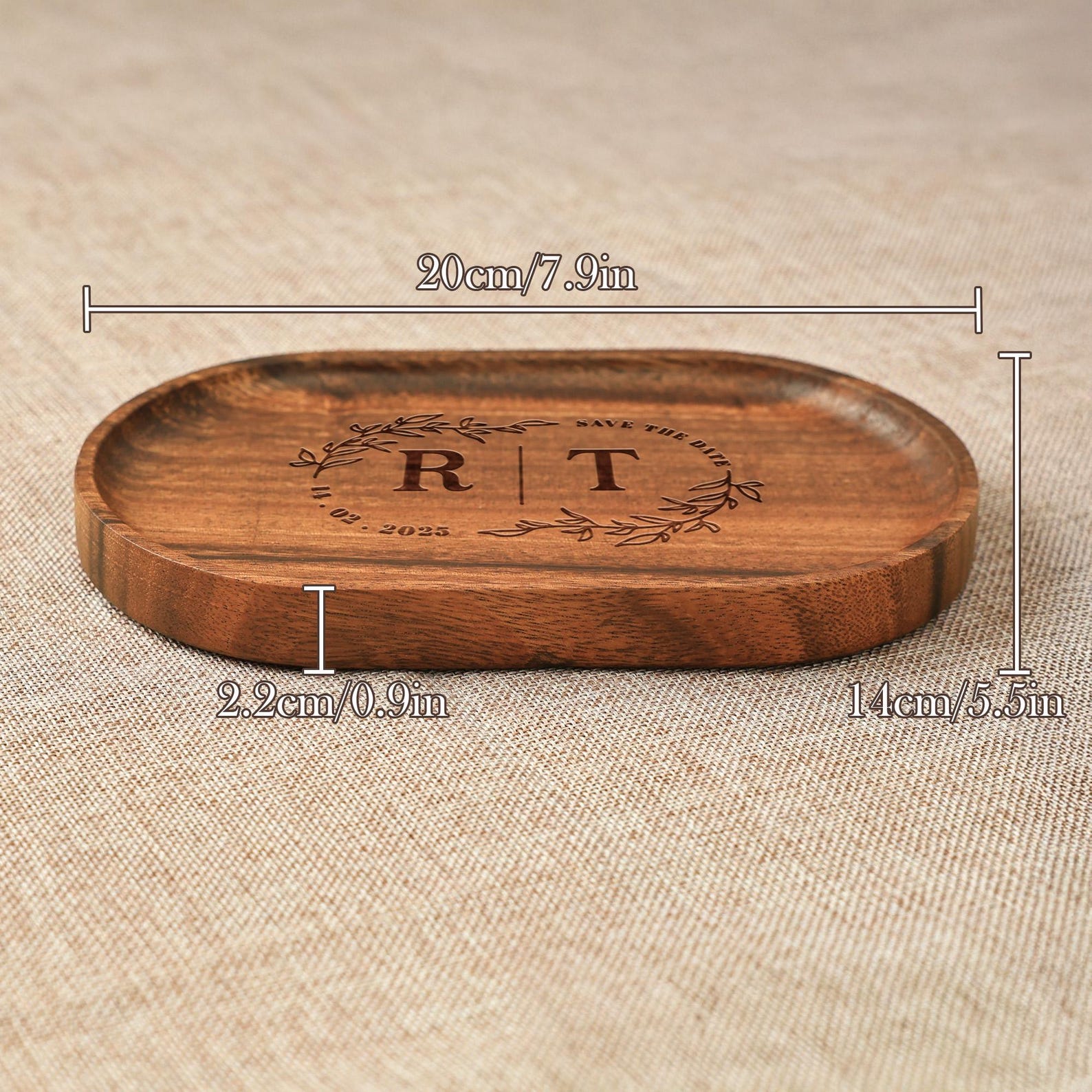 Personalized Engraved Wooden Tray, Custom Name Oval Wooden Jewelry Tray ...