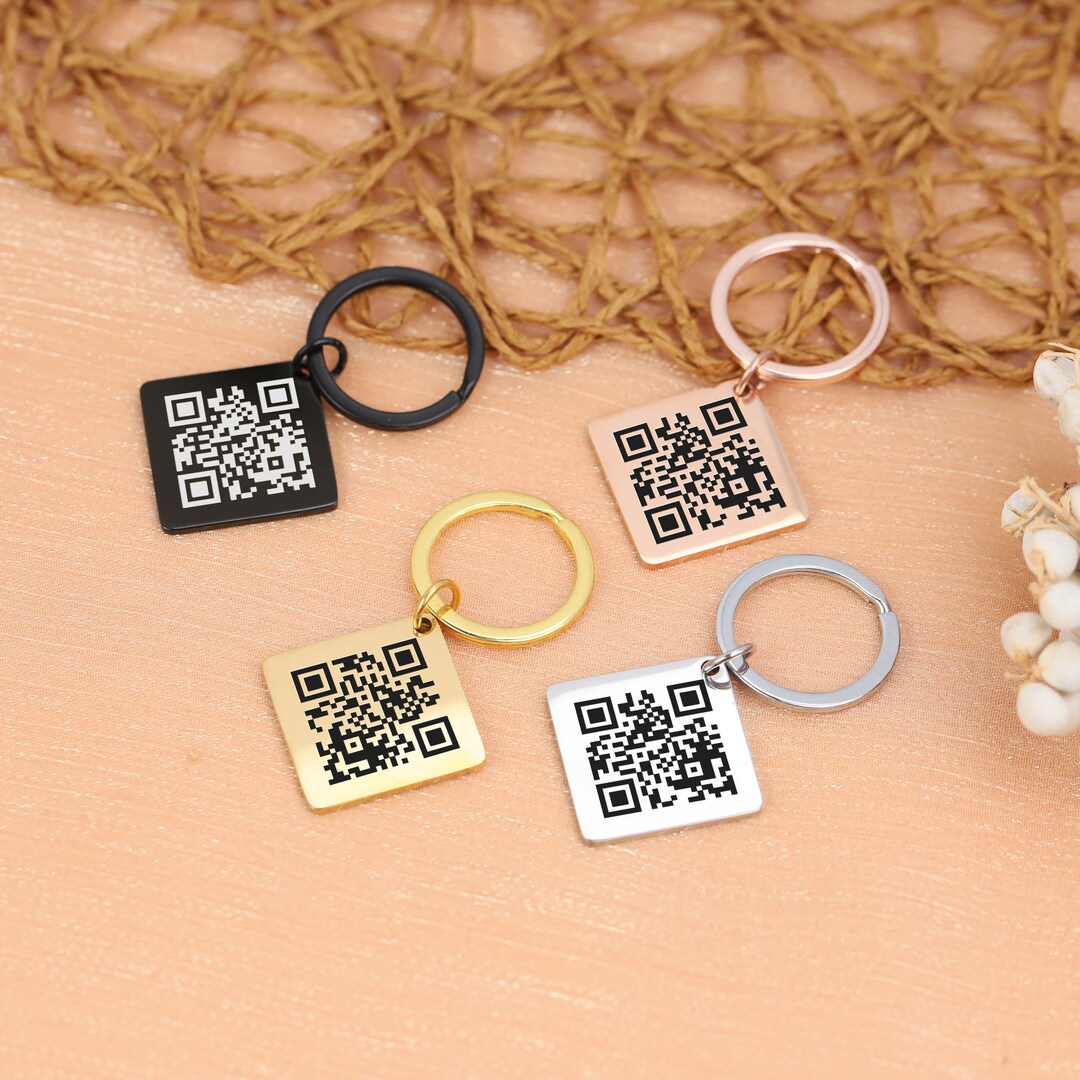30 MM QR Code Keychain Metal Personalised Engraved Keychain - Etsy