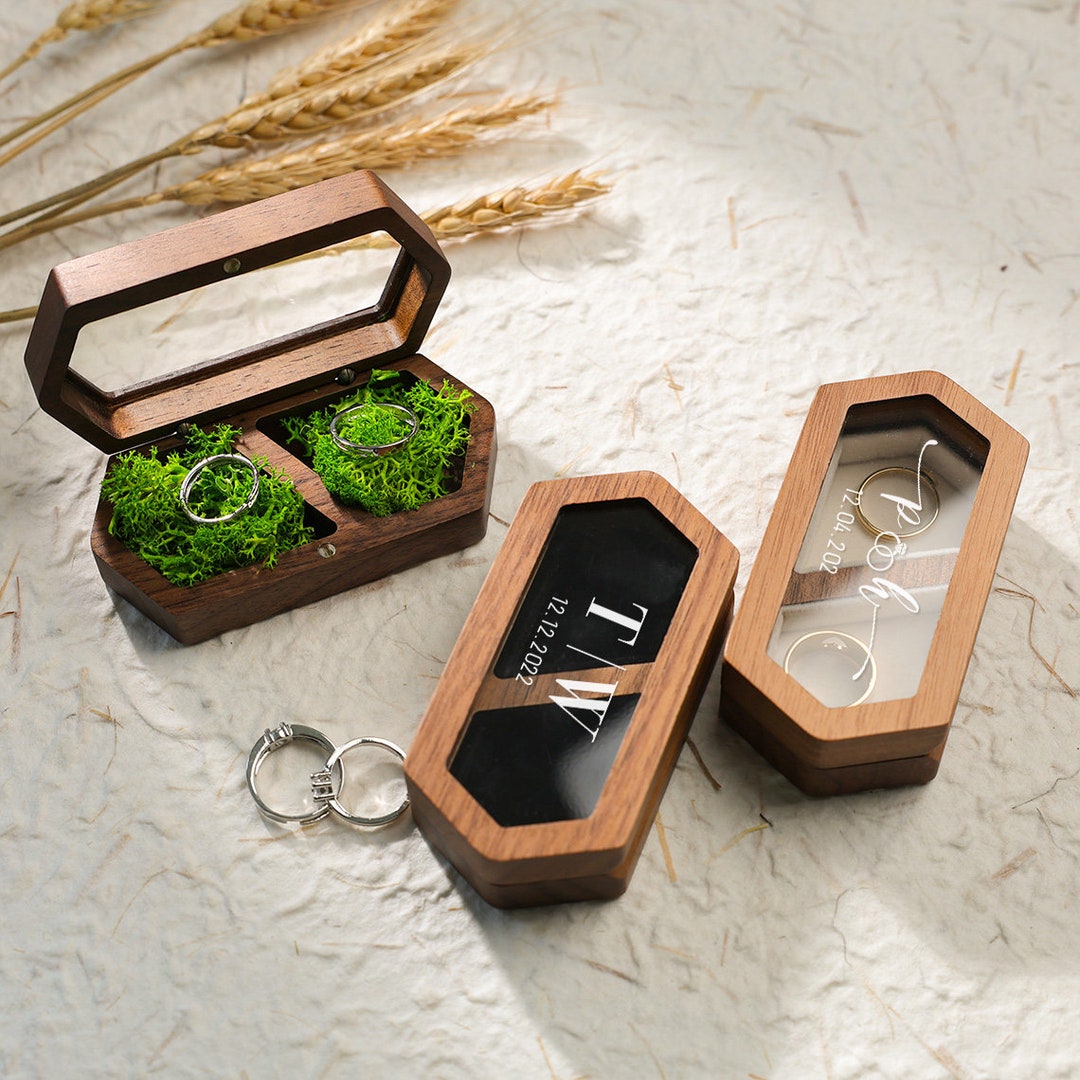 Personalized Wedding Ring Box, Custom Wood Ring Box, Ring Box Holder ...