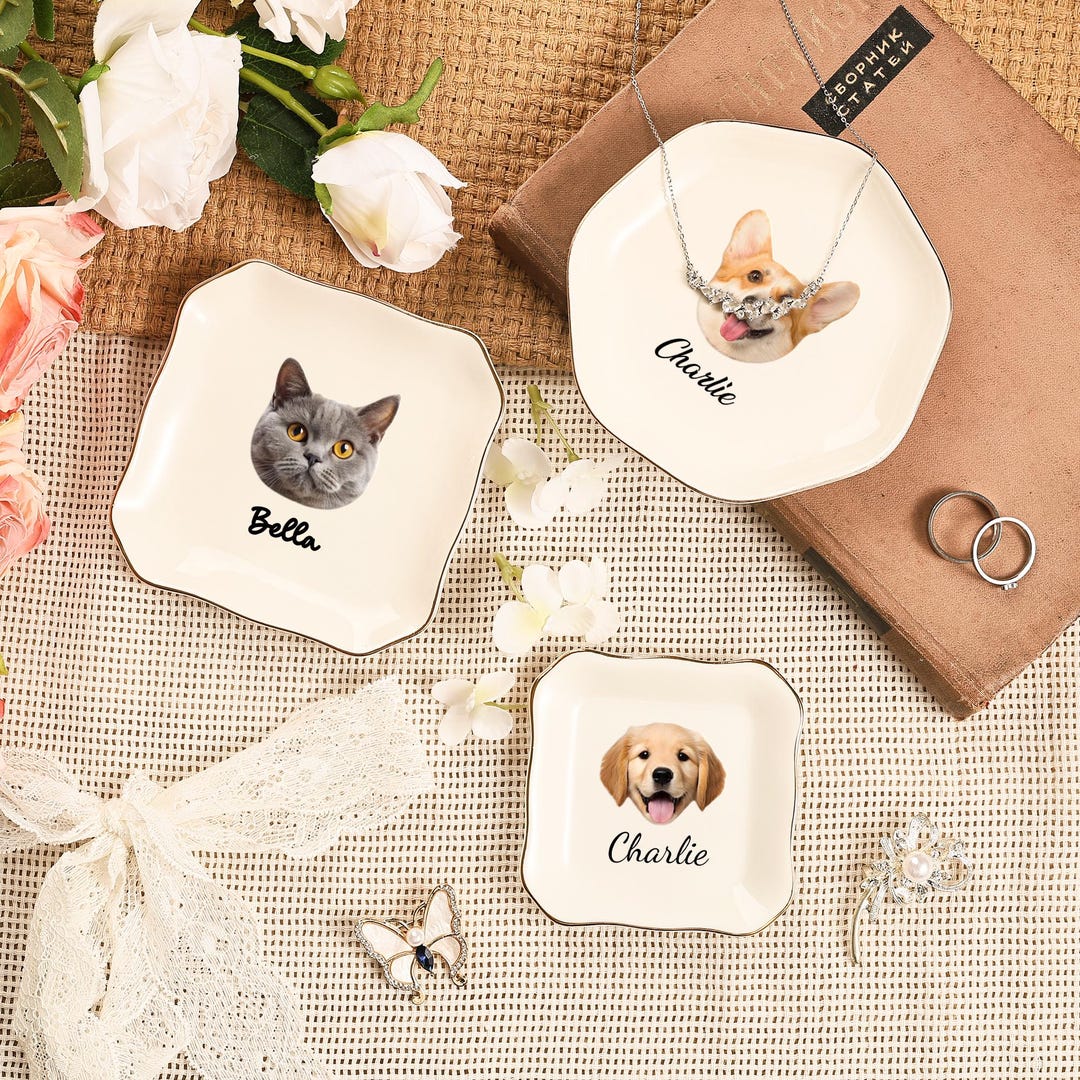 Personalized Ceramics Ring Dish, Custom Shaped Pet Plates, Engagement ...
