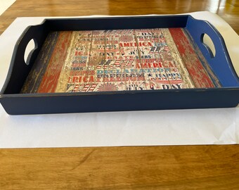 Blue Wooden Serving Tray - Etsy