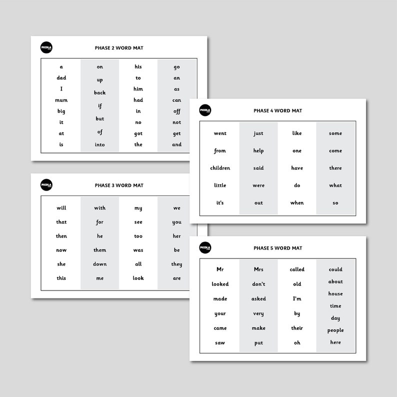 Word Mat Phase 2,3,4,5 and Word Flashcards, Printable Digital Download ...