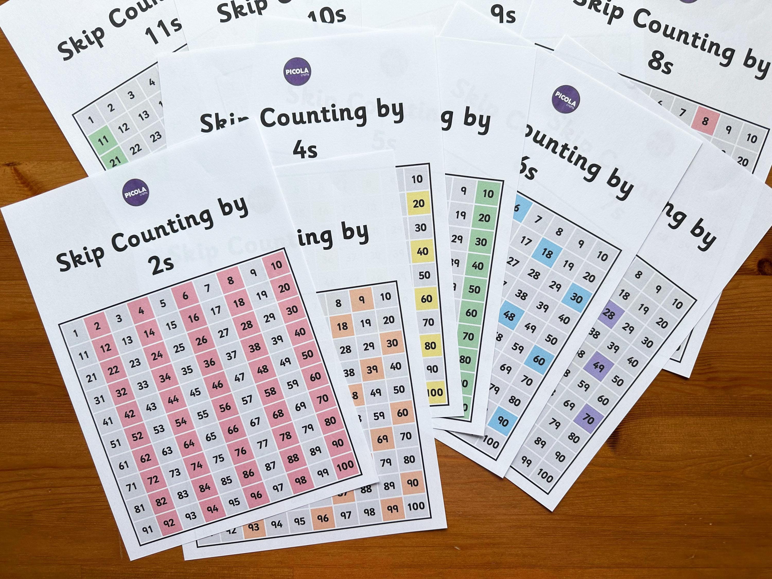 Skip Counting Chart, Printable Digital Download, Math, Kids, Homeschool ...