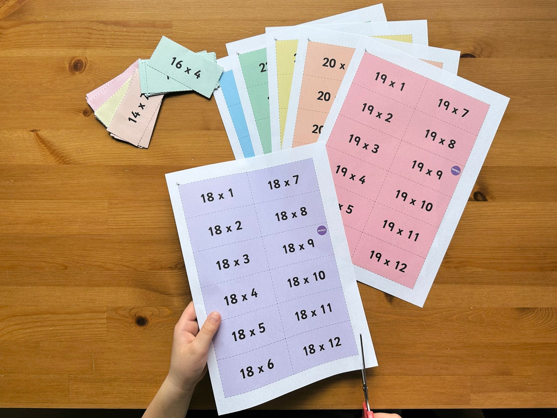 13-24 Multiplication Chart and Flashcard, Printable Digital Download ...